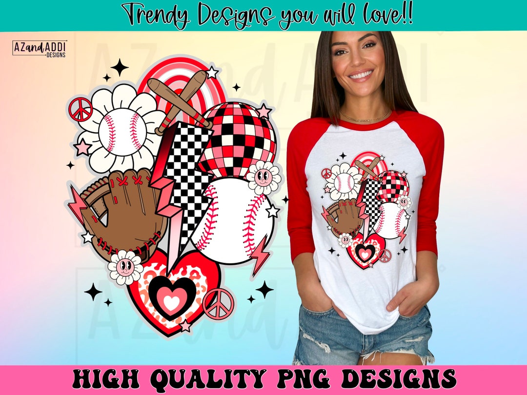 Retro Baseball Png, Baseball, Sublimation Design, Red and Black ...