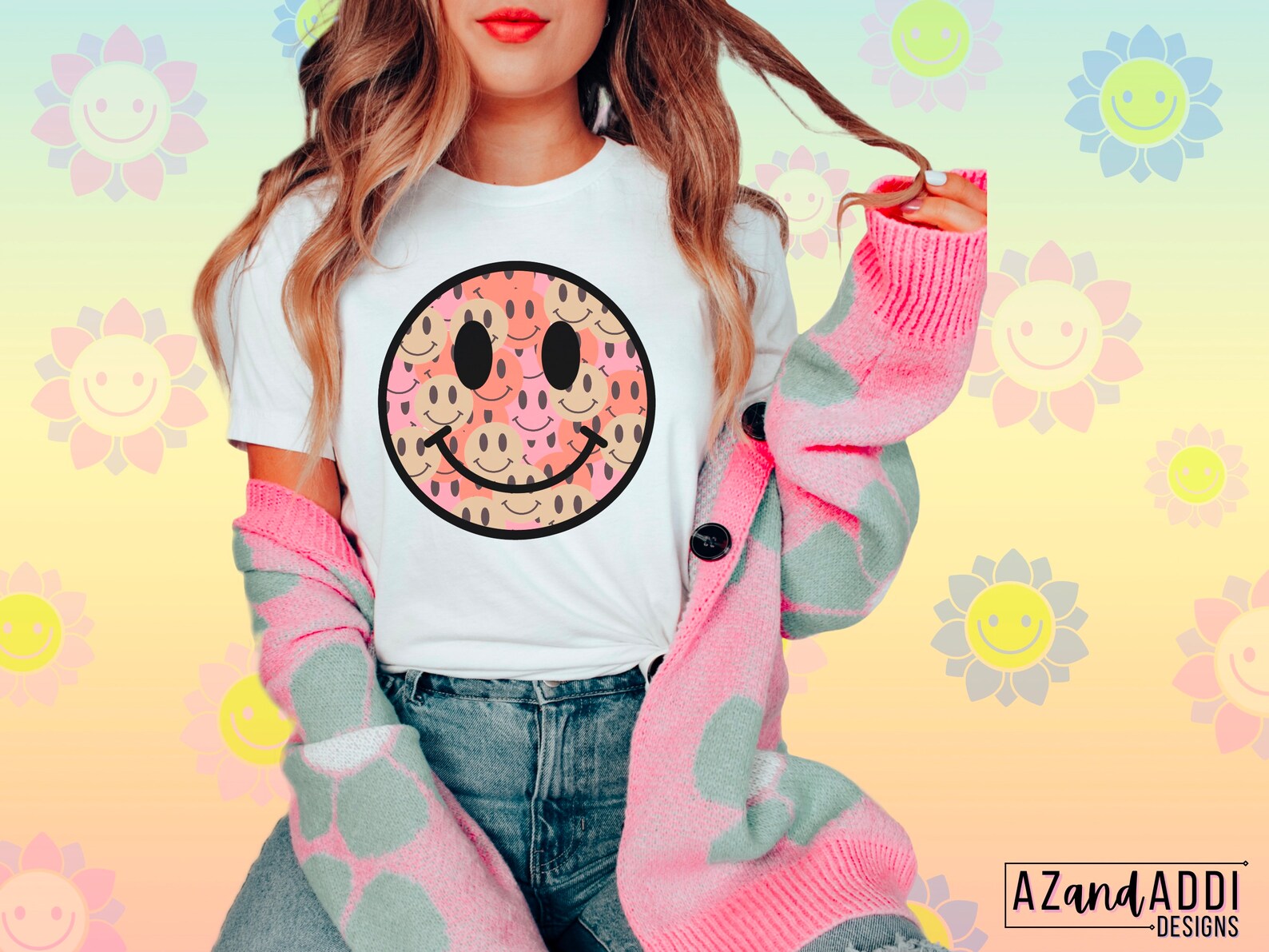 Trendy Smiley Face Png Happy Face Png Retro Smiley Face - Etsy