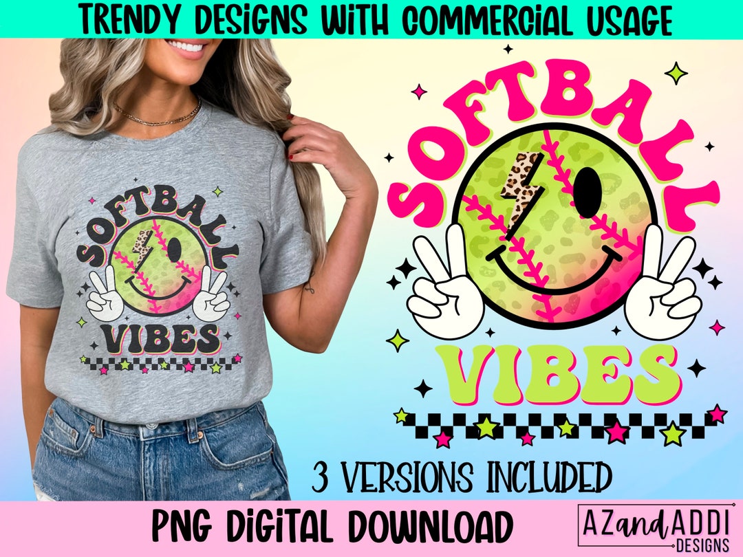Softball Vibes Png, Softball Season Png, Retro Softball Sublimation ...