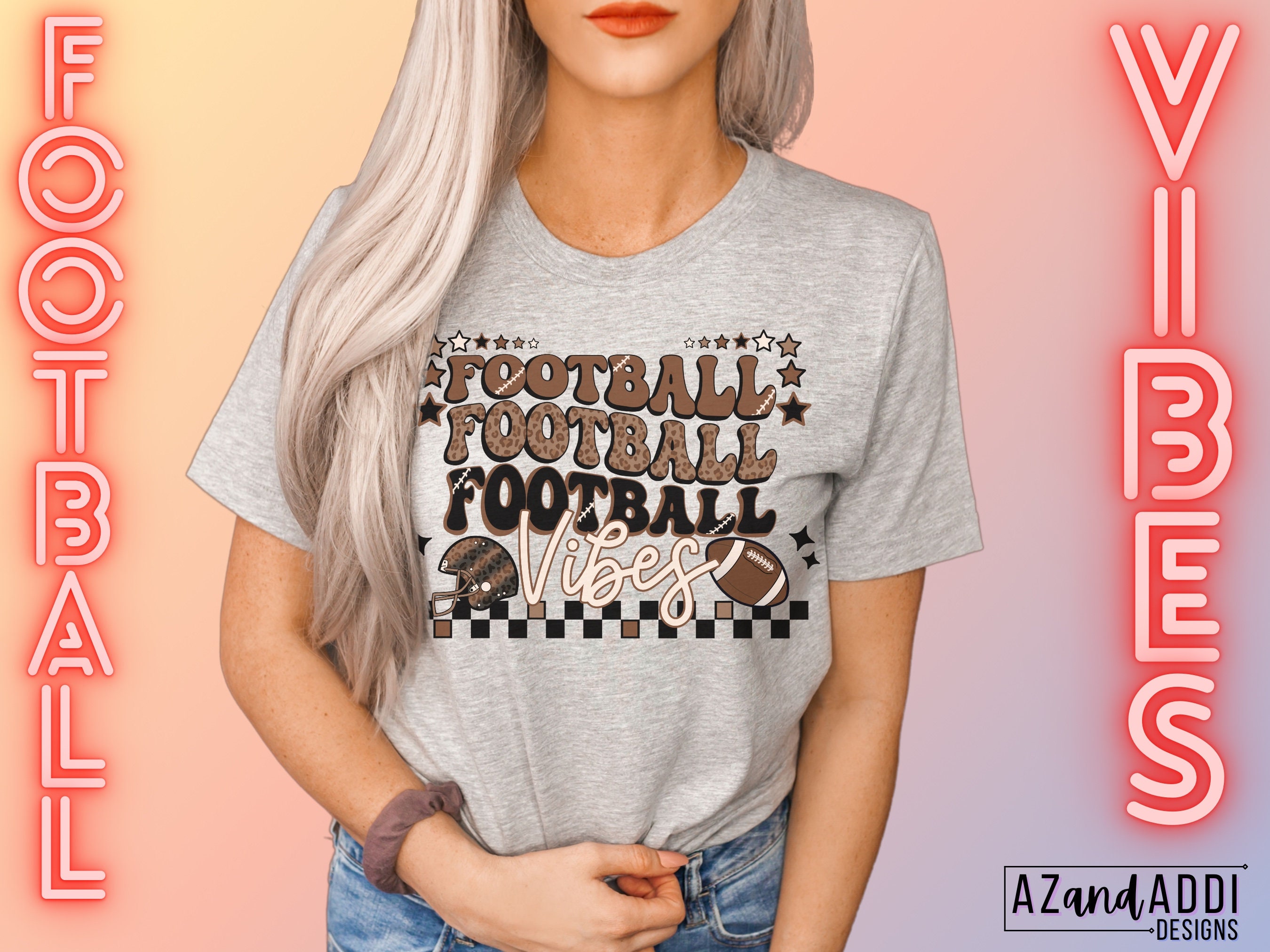 Football Vibes Sublimation Design, Retro Football Png, Touchdown Season ...