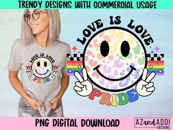 Retro Gay Pride Smiley Face Png Love is Love Png for - Etsy