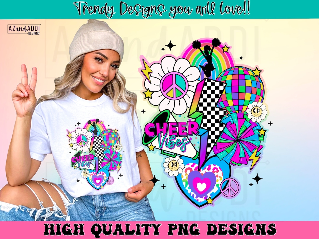 Cheer Vibes Png, Retro Cheer Sublimation Design, Cheer Competition ...