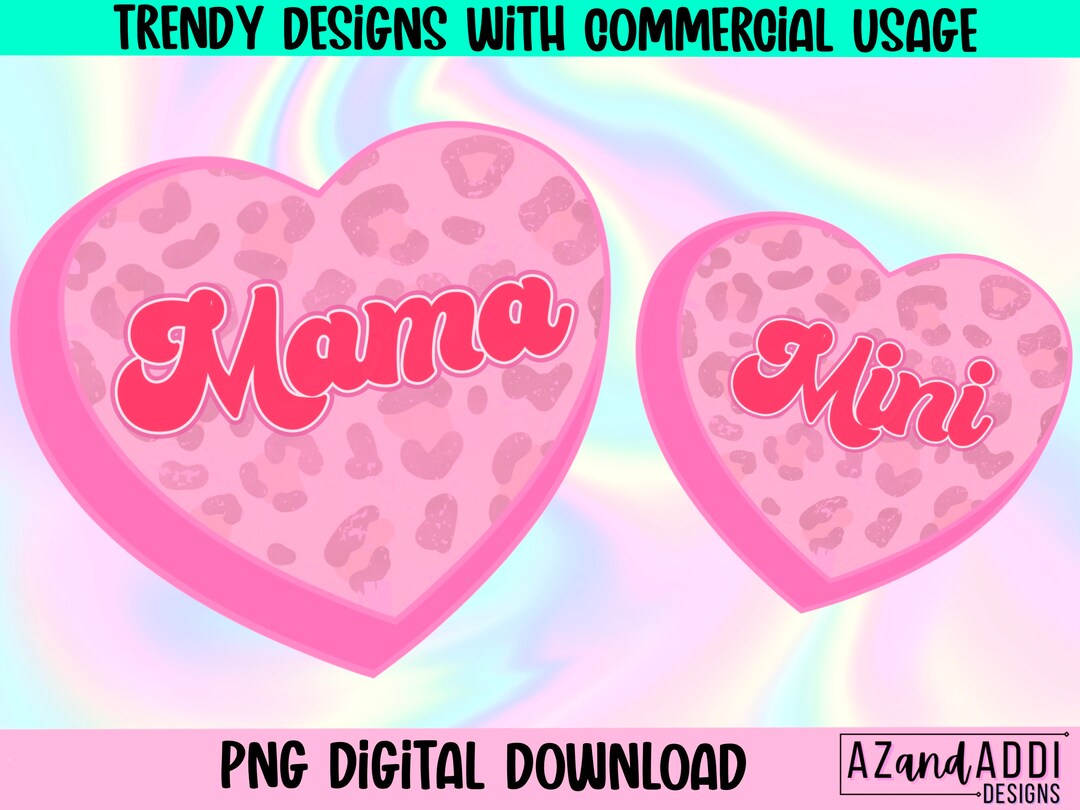 Mama and Mini Png, Retro Valentine Candy Heart Png, Valentine Mama ...