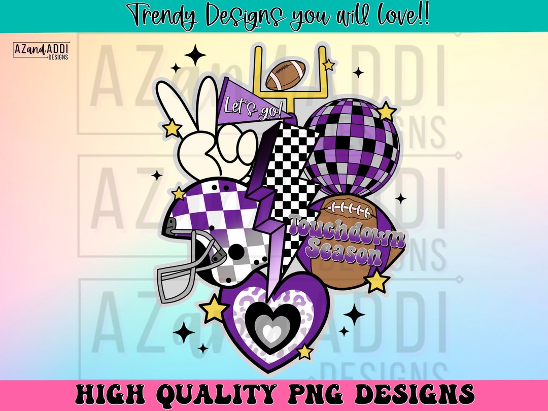 Retro Football Collage Png, Football Sublimation Design,dark Purple ...