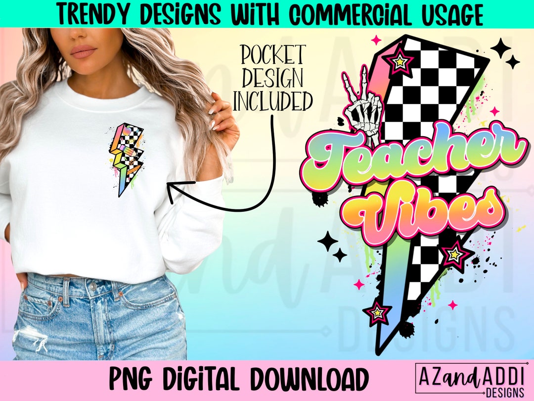 Retro Teacher Png, Teacher Vibes Sublimation, Back to School Png ...