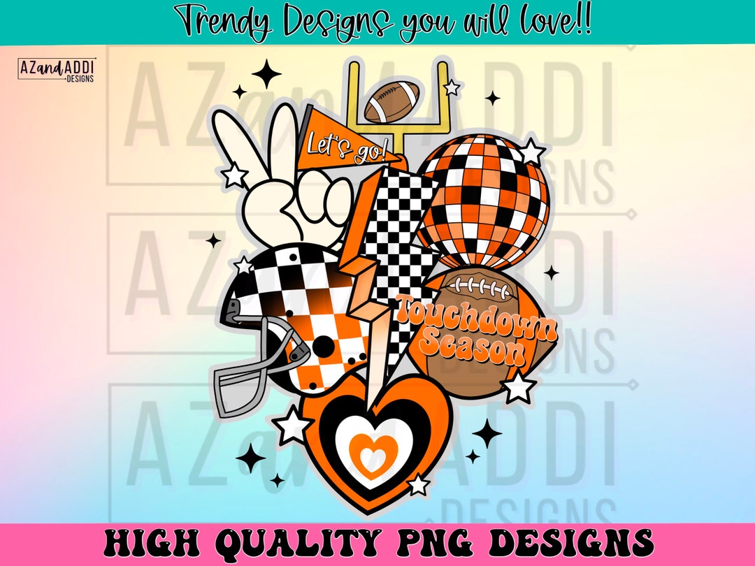 Retro Football Collage Png, Football Sublimation Design, Orange and ...