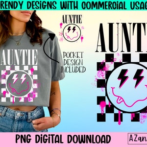 Retro Checkered Auntie Smile Face Png, Trendy Auntie Design, Aunt ...
