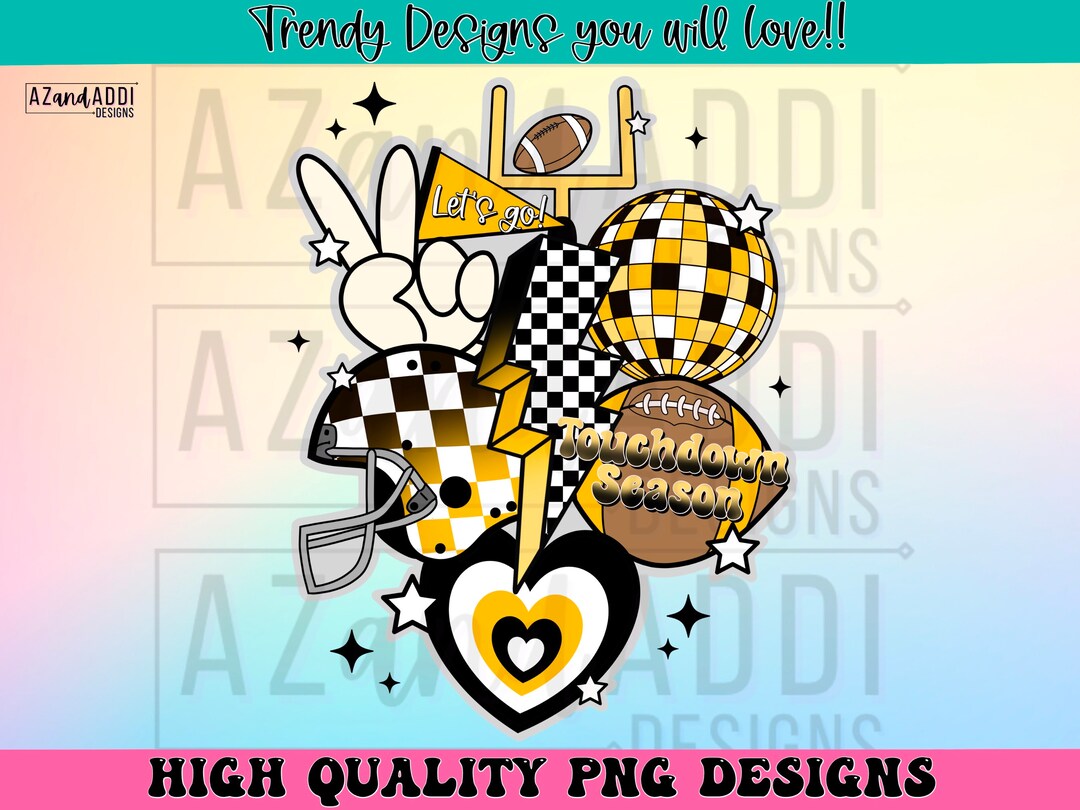 Retro Football Collage Png, Football Sublimation Design, Yellow Gold ...