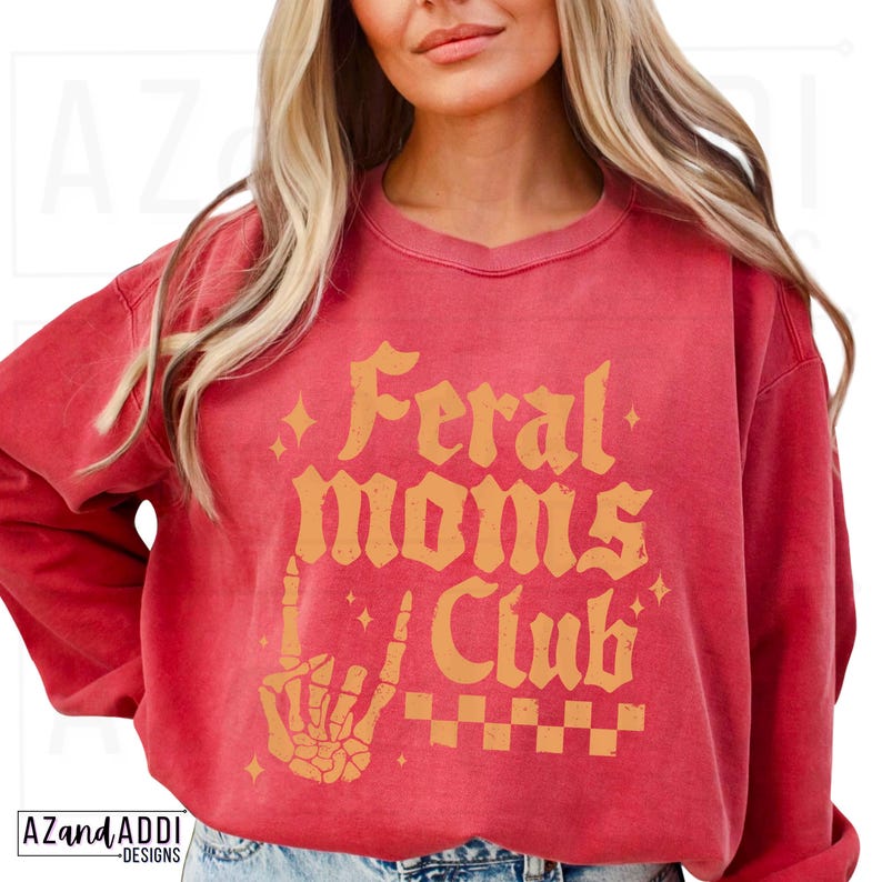 Feral Moms Club Png, Retro Checkered Png, Raising ‘em Feral Png, Funny ...
