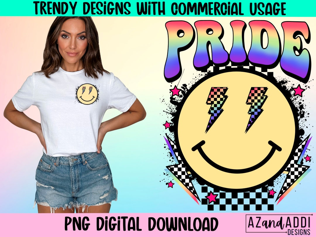Retro Pride Smile Face Png, Gay Pride Sublimation Design, LGBTQ+ Png ...