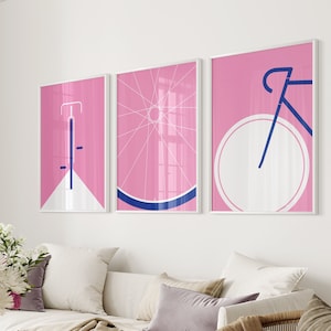 Bike Prints, Set of 3 Bicycle Posters, Mid-century Modern , Cycling ...