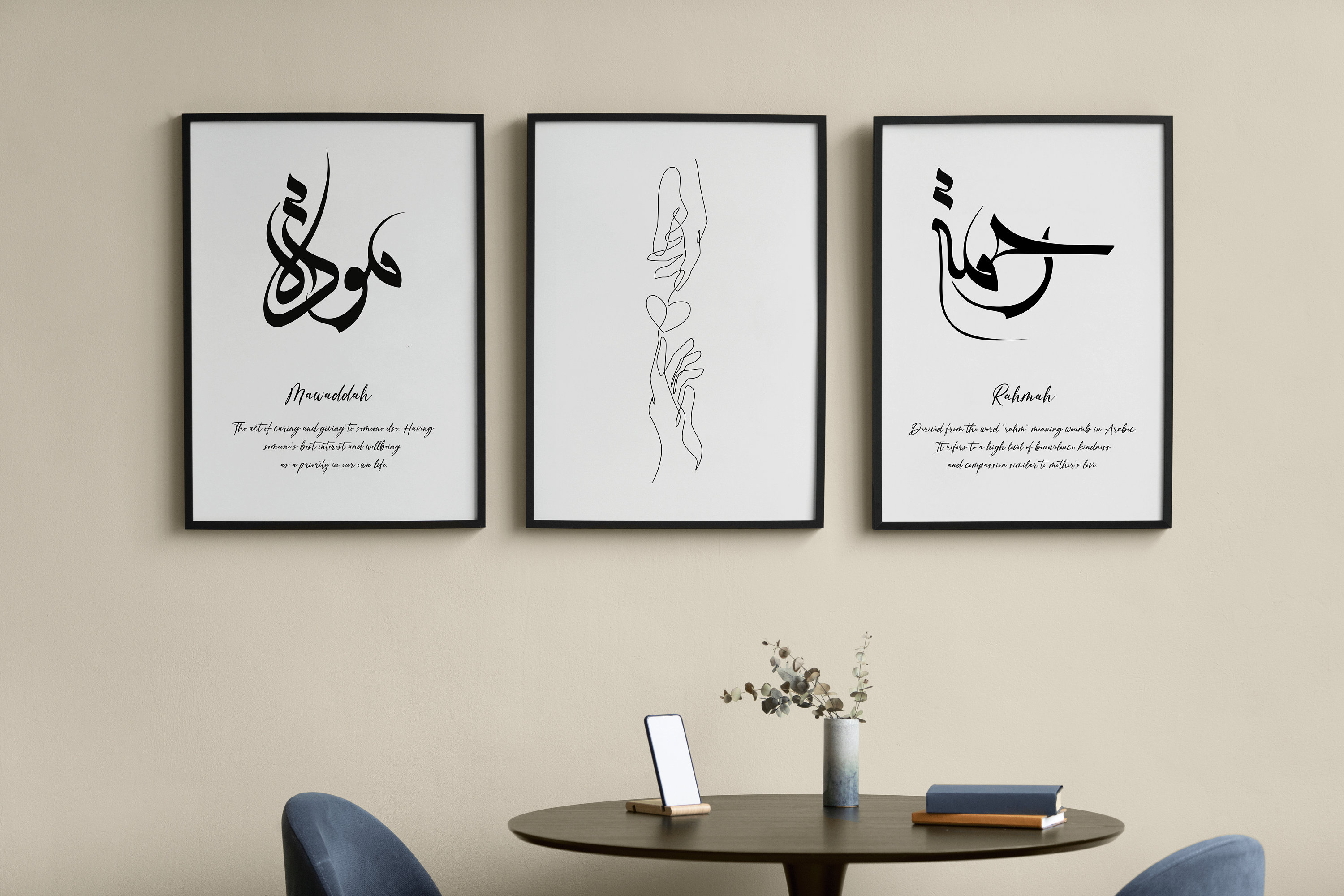 Love Compassion Mawadda Rahmah, Set of 3 Arabic Posters, Digital Prints ...