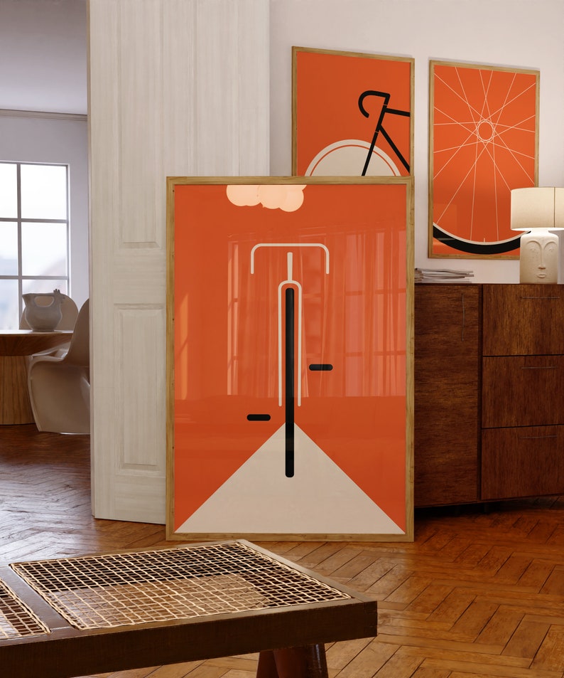 Bike Prints, Set of 3 Bicycle Posters, Mid-century Modern , Cycling ...