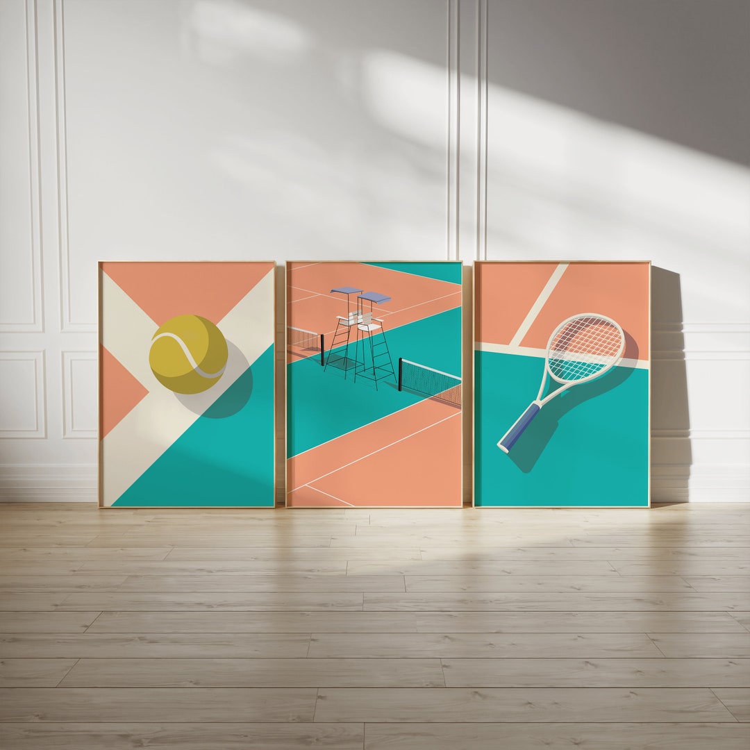 Bauhaus Tennis Prints, Set of 3 Bauhaus Tennis Posters, Mid-century ...