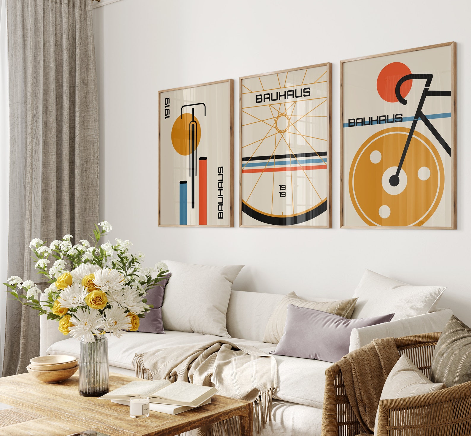 Bauhaus Bike Prints, Set of 3 Bauhaus Bicycle Posters, Mid-century ...