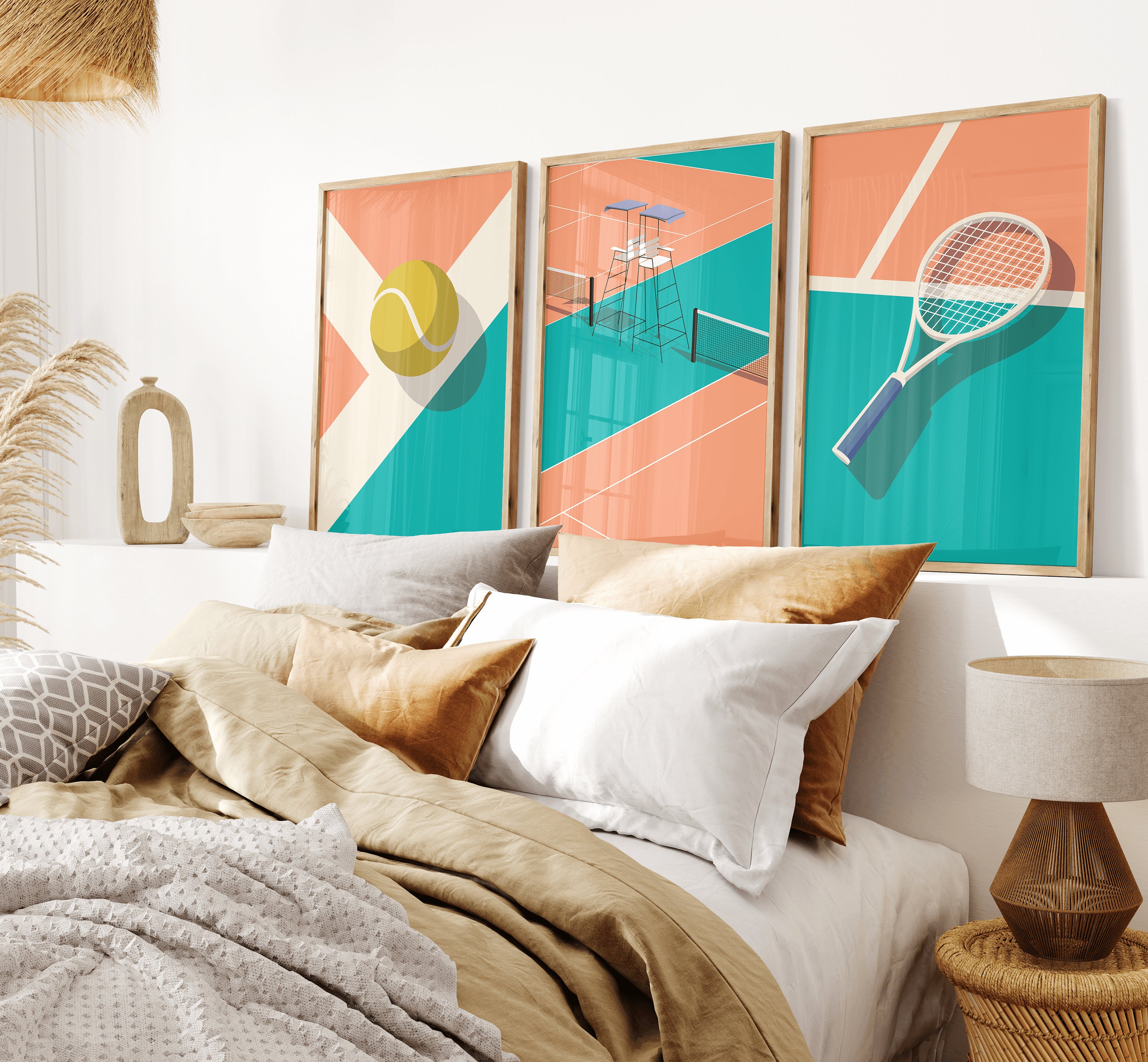 Bauhaus Tennis Prints, Set of 3 Bauhaus Tennis Posters, Mid-century ...