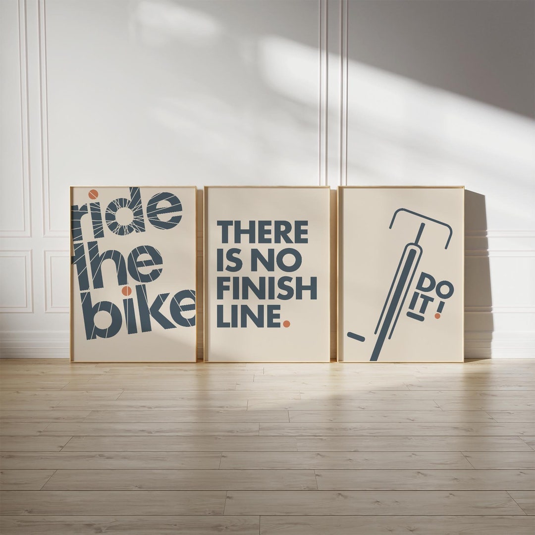 Motivational Bike Prints, Set of 3 Bauhaus Bicycle Posters | Minimalist ...