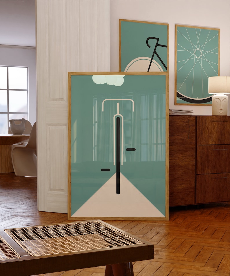 Bike Prints, Set of 3 Bicycle Posters, Mid-century Modern , Cycling ...