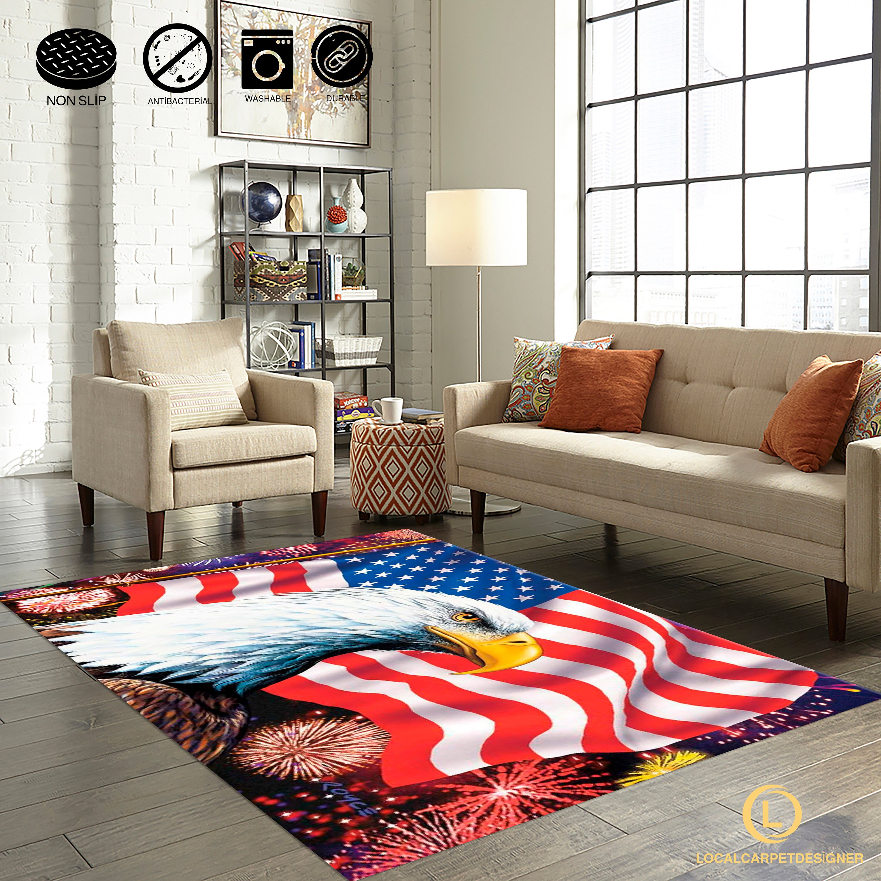 American Flag Rug / Eagle Print Rug / USA Flag Rug / United - Etsy