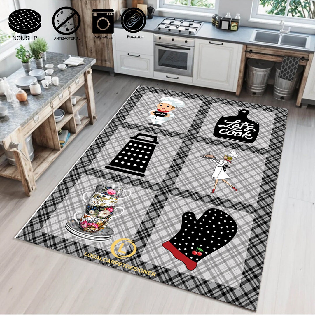 Kitchen Rug/ Washable Kitchen Rug/ Modern Kitchen Rug /cooking - Etsy