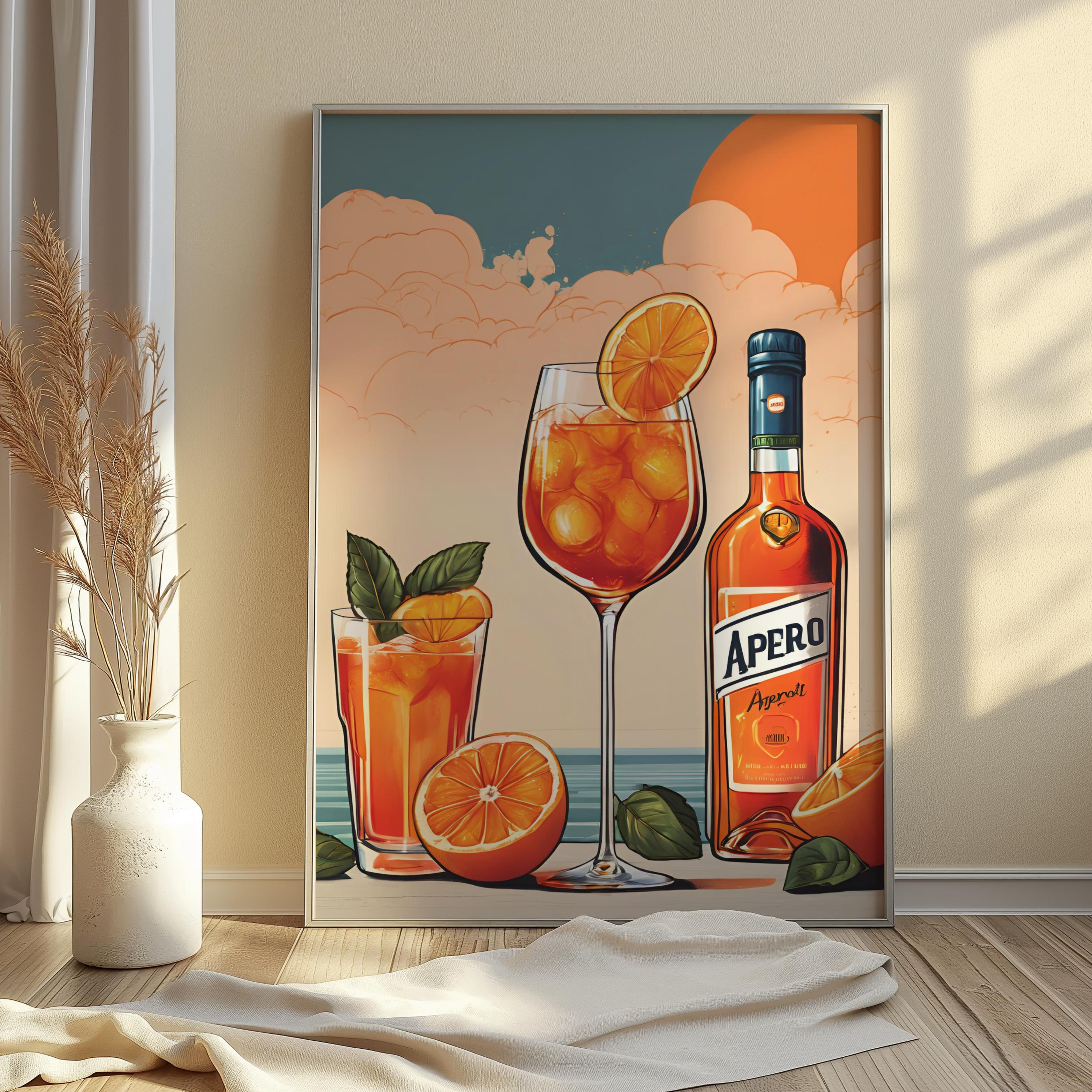 Artistic Aperol Spritz Poster, Perfect Decoration for Aperitivo Lovers ...