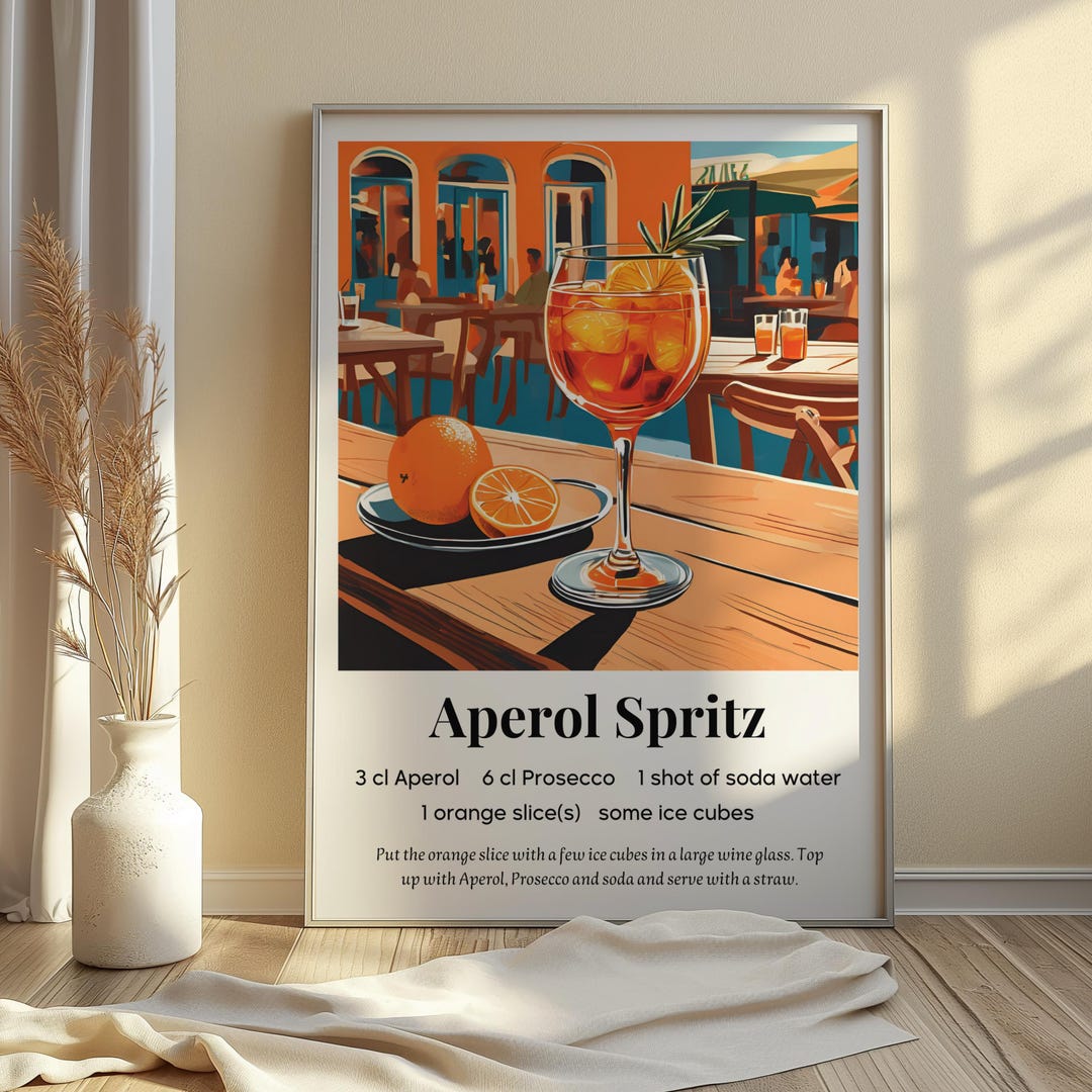 Artistic Aperol Spritz Poster, Perfect Decoration for Aperitivo Lovers ...