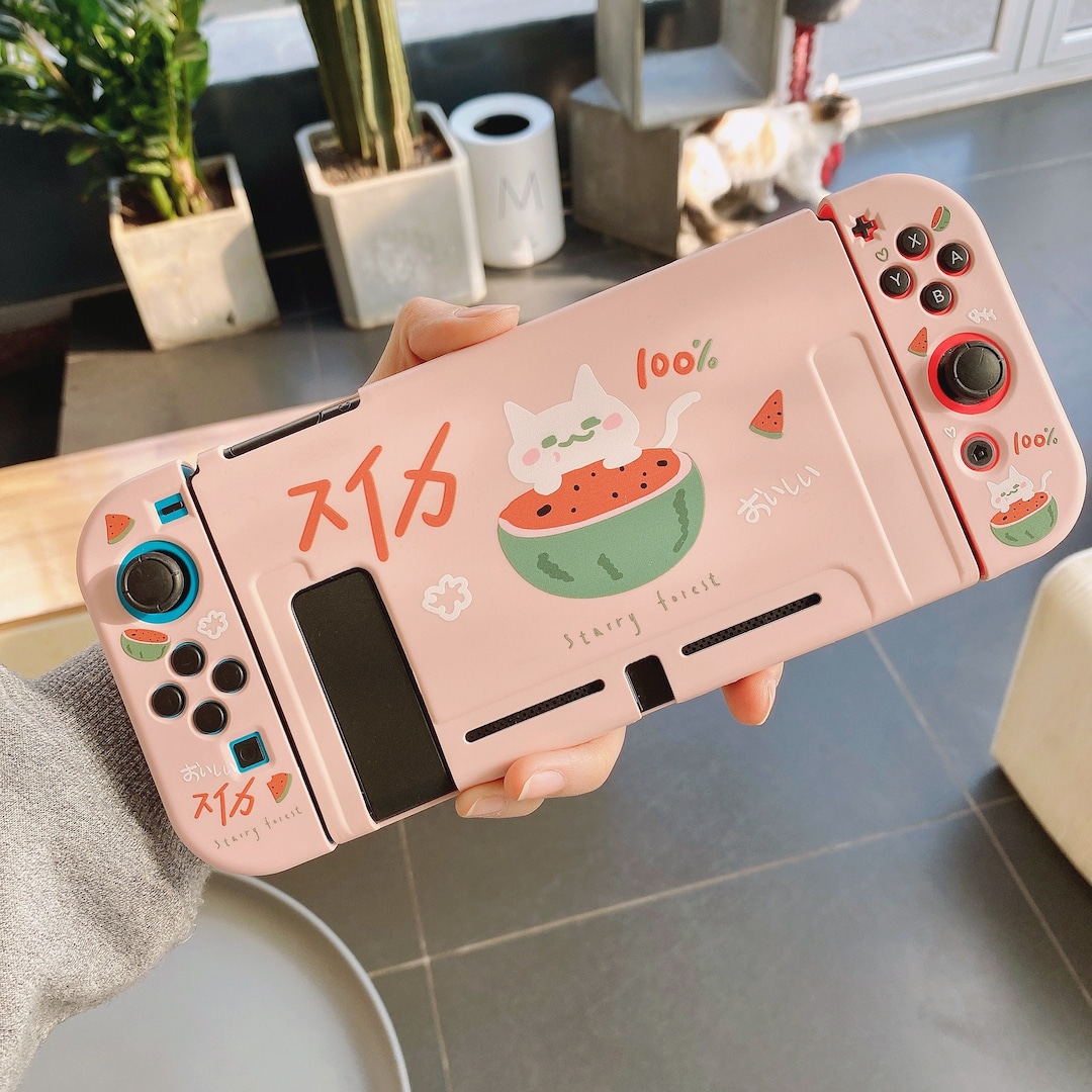 Cute Watermelon Cat Nintendo Switch 2 Oled Case, Kawaii White Cat ...