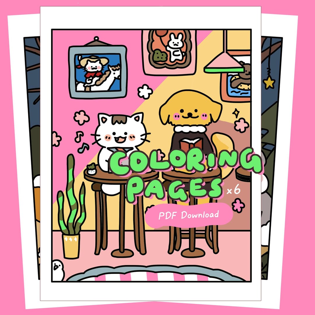 Starry Forest Cute Animal Cozy Coloring Book, 6 Kawaii Bold Cozy ...