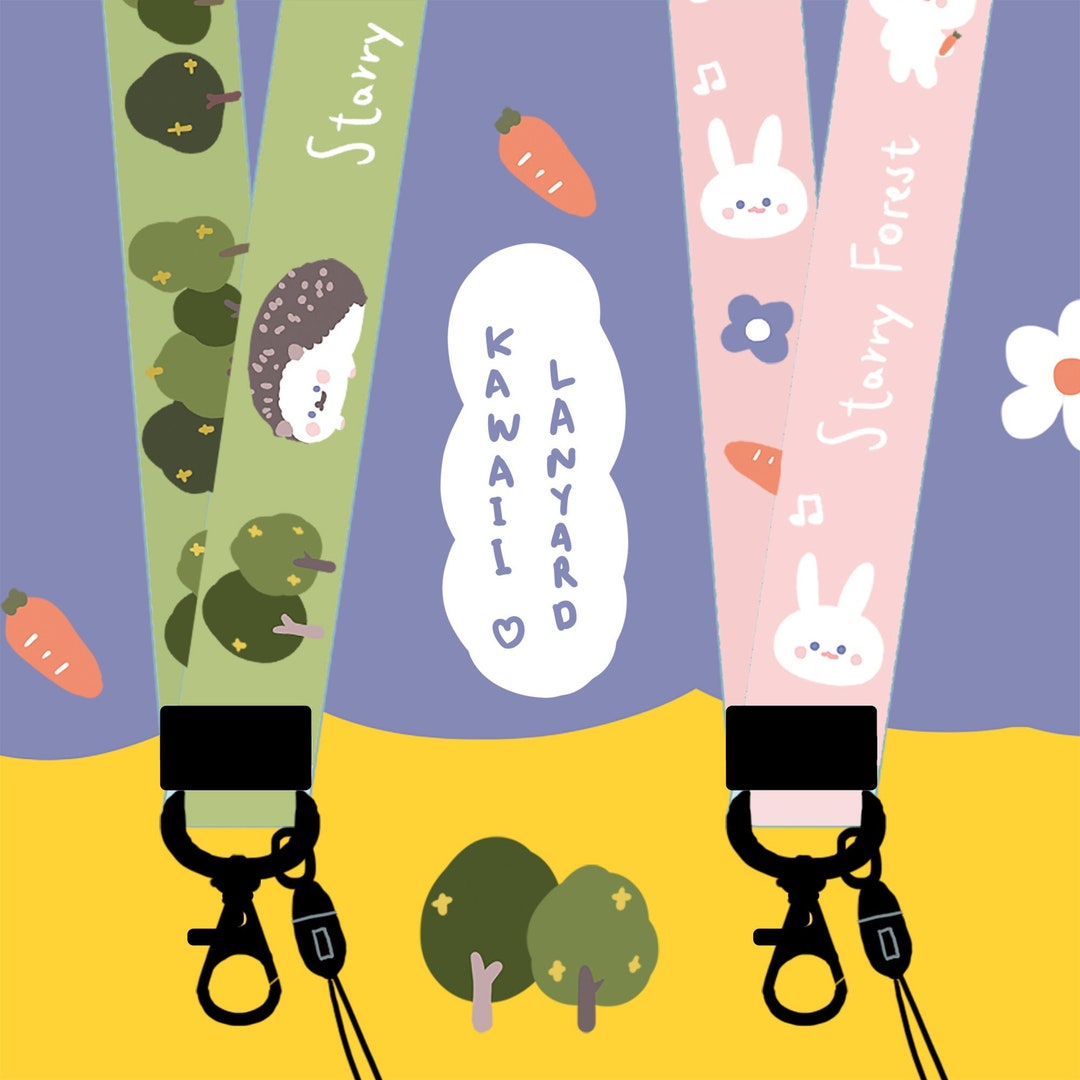 Starry Forest Original Design Cute Lanyard, Lovely Hedgehog Rabbit ...