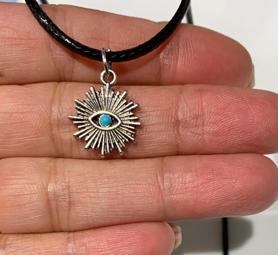 Evil Eye Necklace Evil Eye Sun Charm Necklace - Etsy