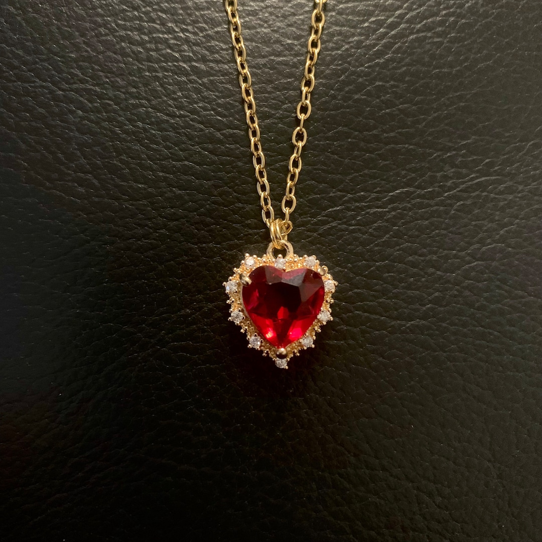 Red Heart Necklace, Heart Jewellery, Gift for Her, Heart Charm /red ...