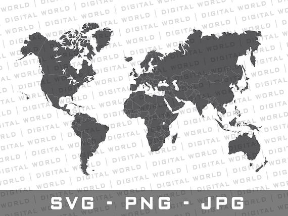World Map Svg/ World Svg File/ World Map Clipart/ Earth Svg - Etsy Ireland