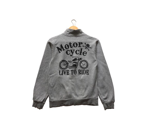 Rare!! Motorcycle Sweatshirt Big Logo Motorcycle Live… - Gem