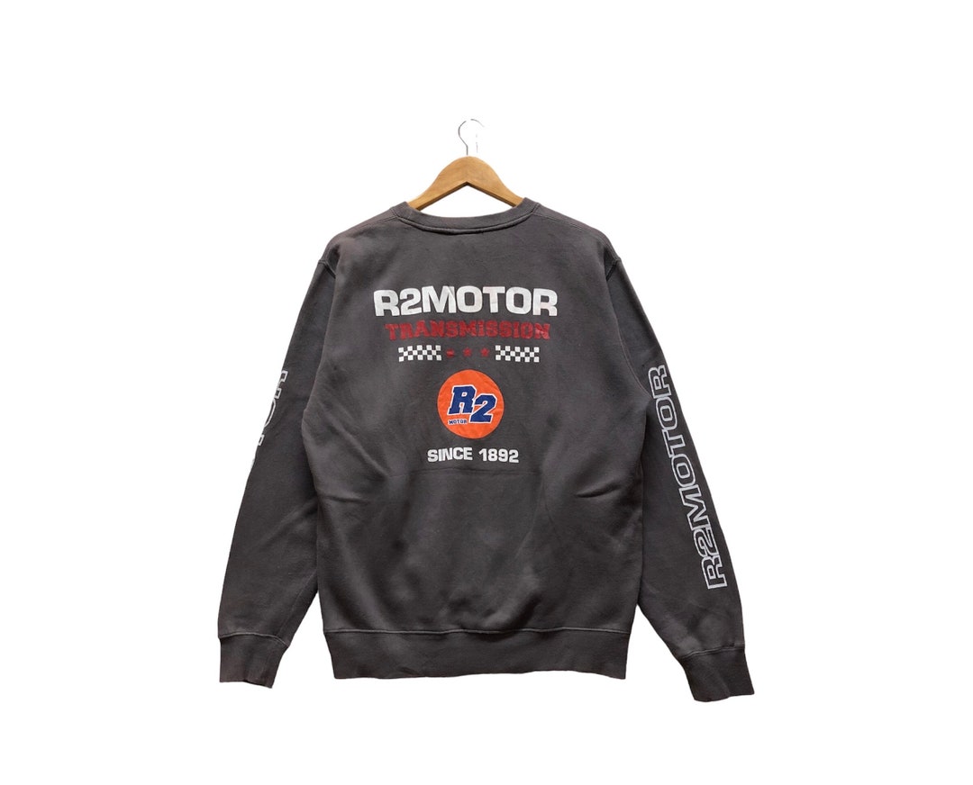 Rare Vintage R2 Motor Motorcycle Kawasaki Sweatshirt Big Logo Spell Out ...