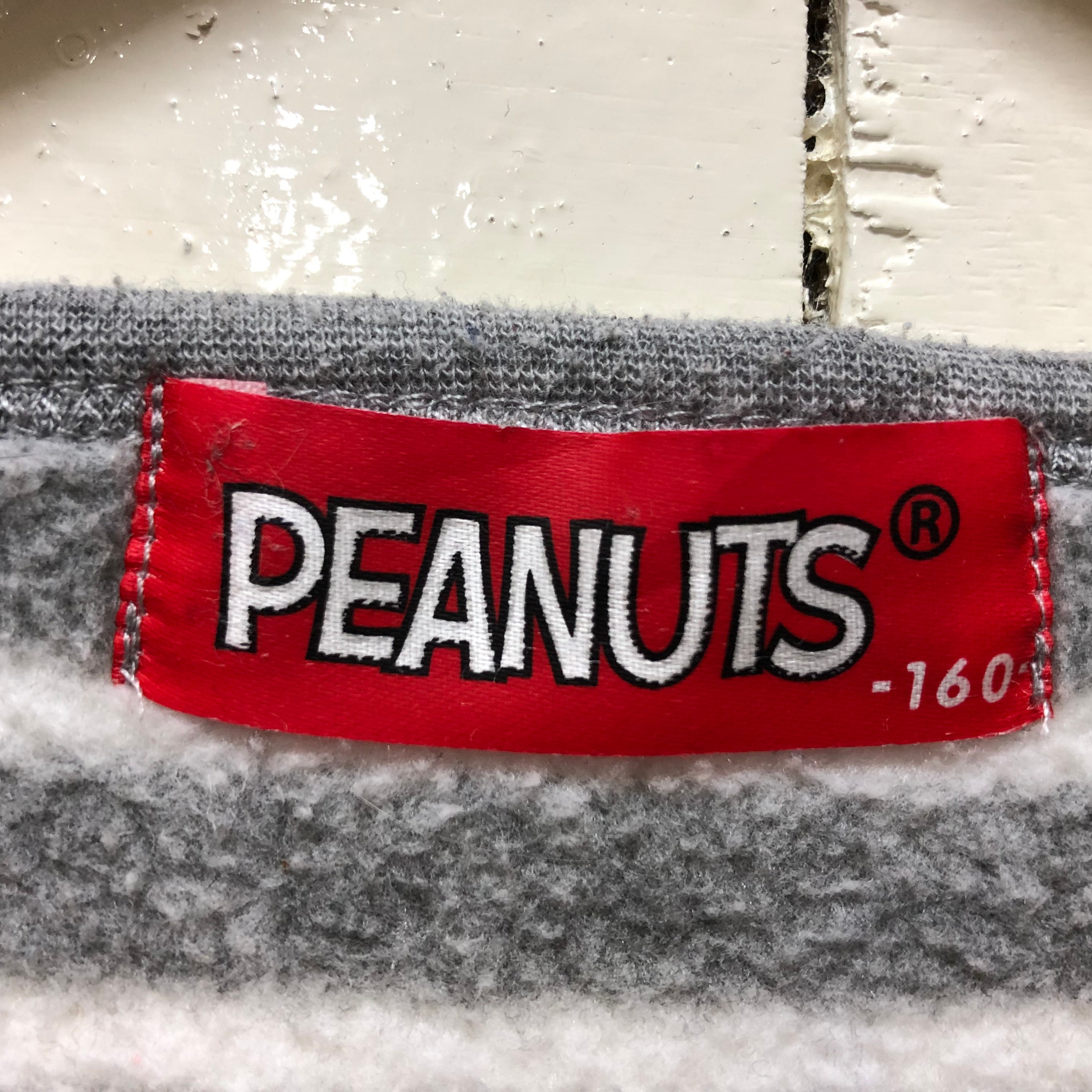 Rare Peanuts Snoopy Stripes Long Sleeve Cartoon Big Logo Spellout ...