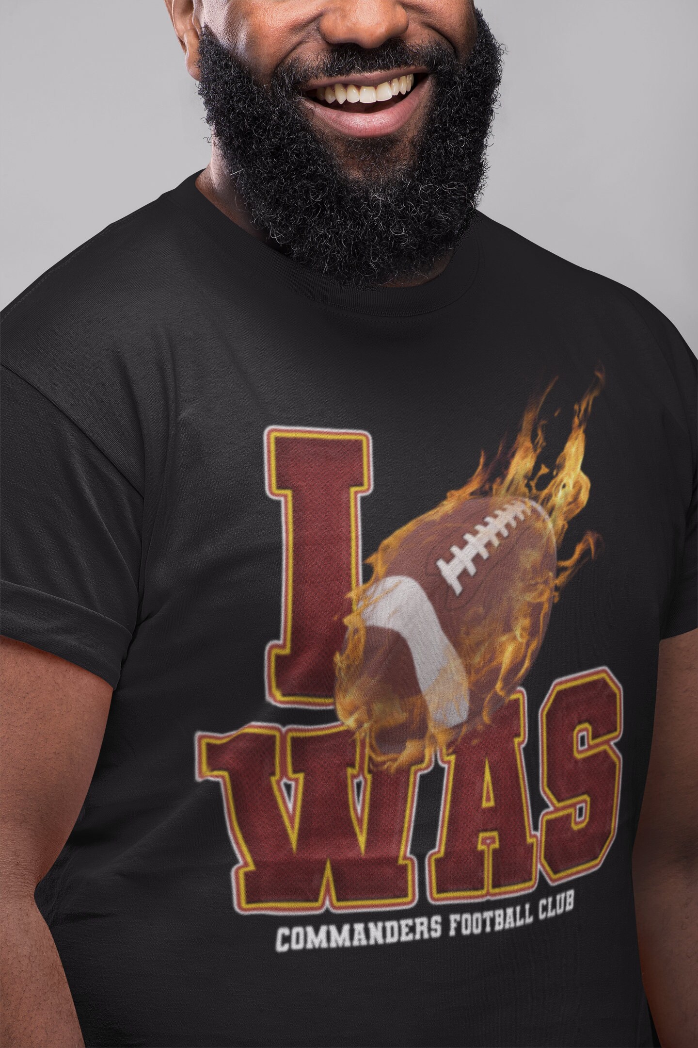 Washington Football Flaming Ball I Heart Tee Commanders - Etsy