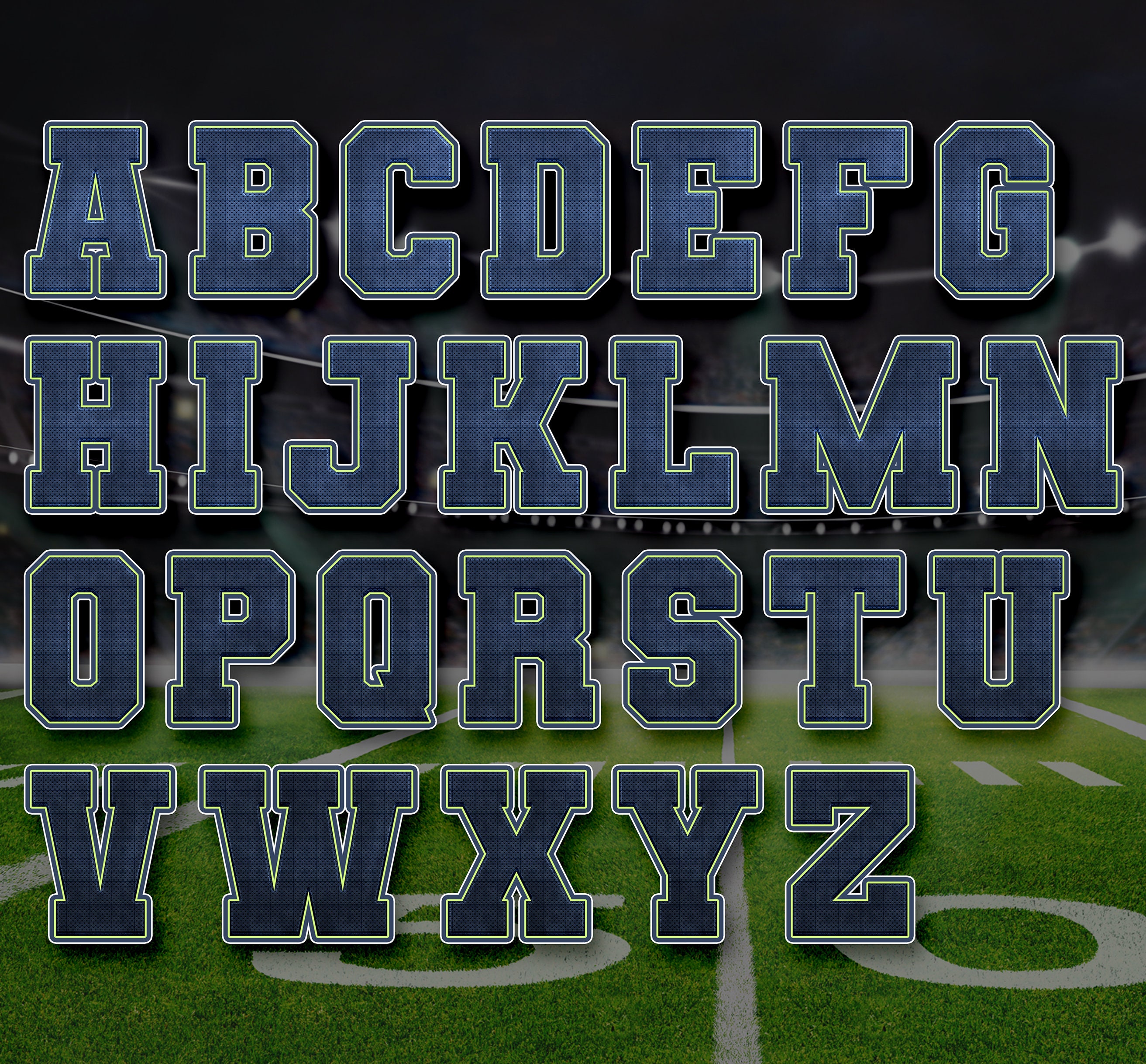 Digital Download Seattle Varsity Style Alphabet Set Bold Letters PNG ...