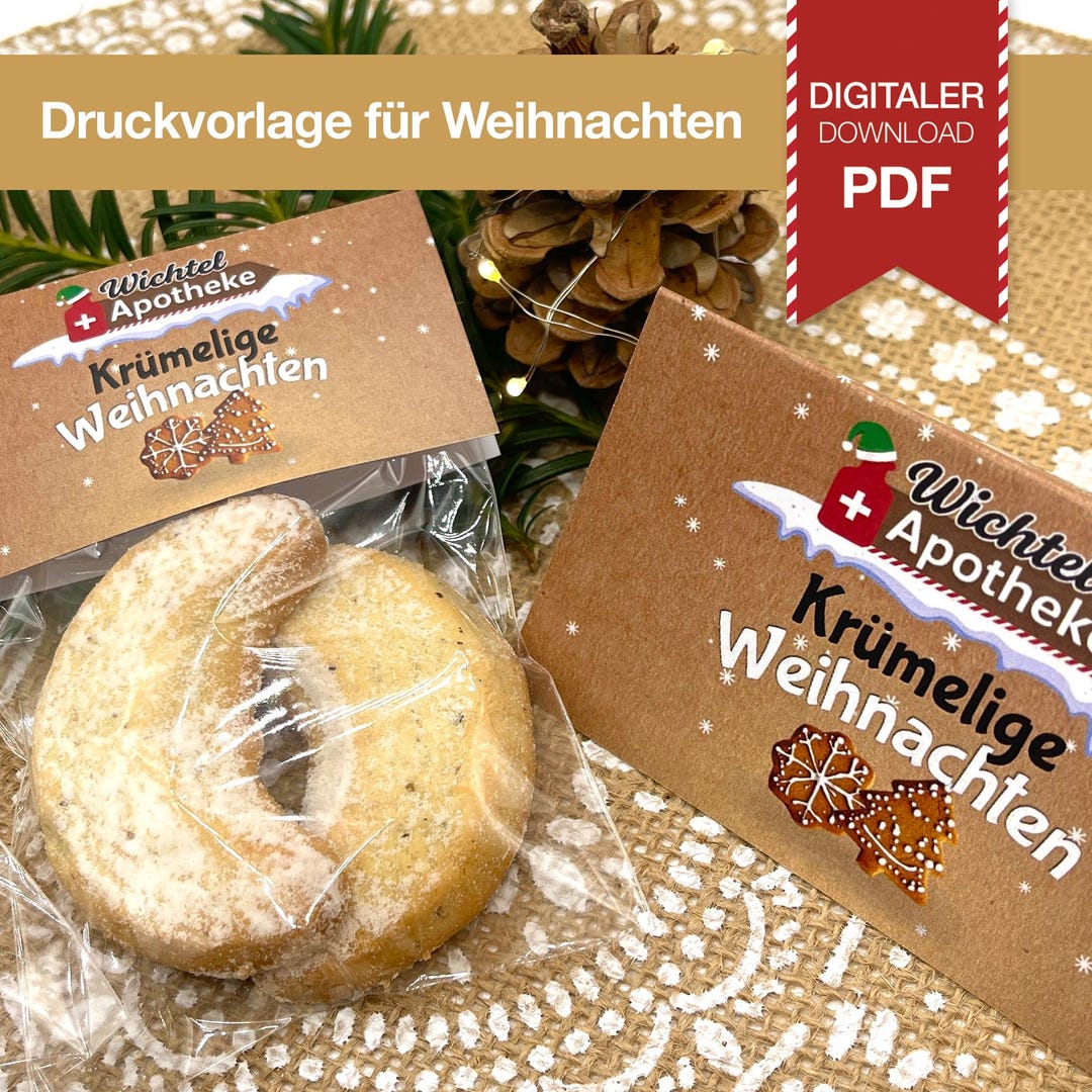 Christmas Print Template Bag Closure/label "crumble Christmas" for ...