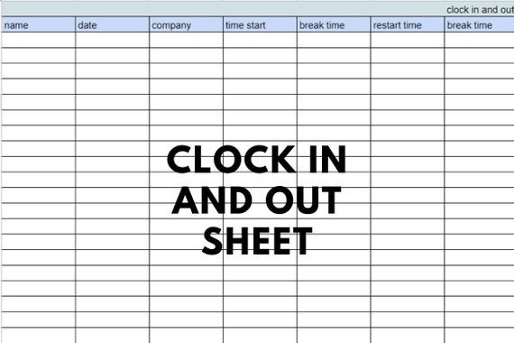 Time Sheets: Clock in and Out Sheet Time Sheet Total Hour - Etsy