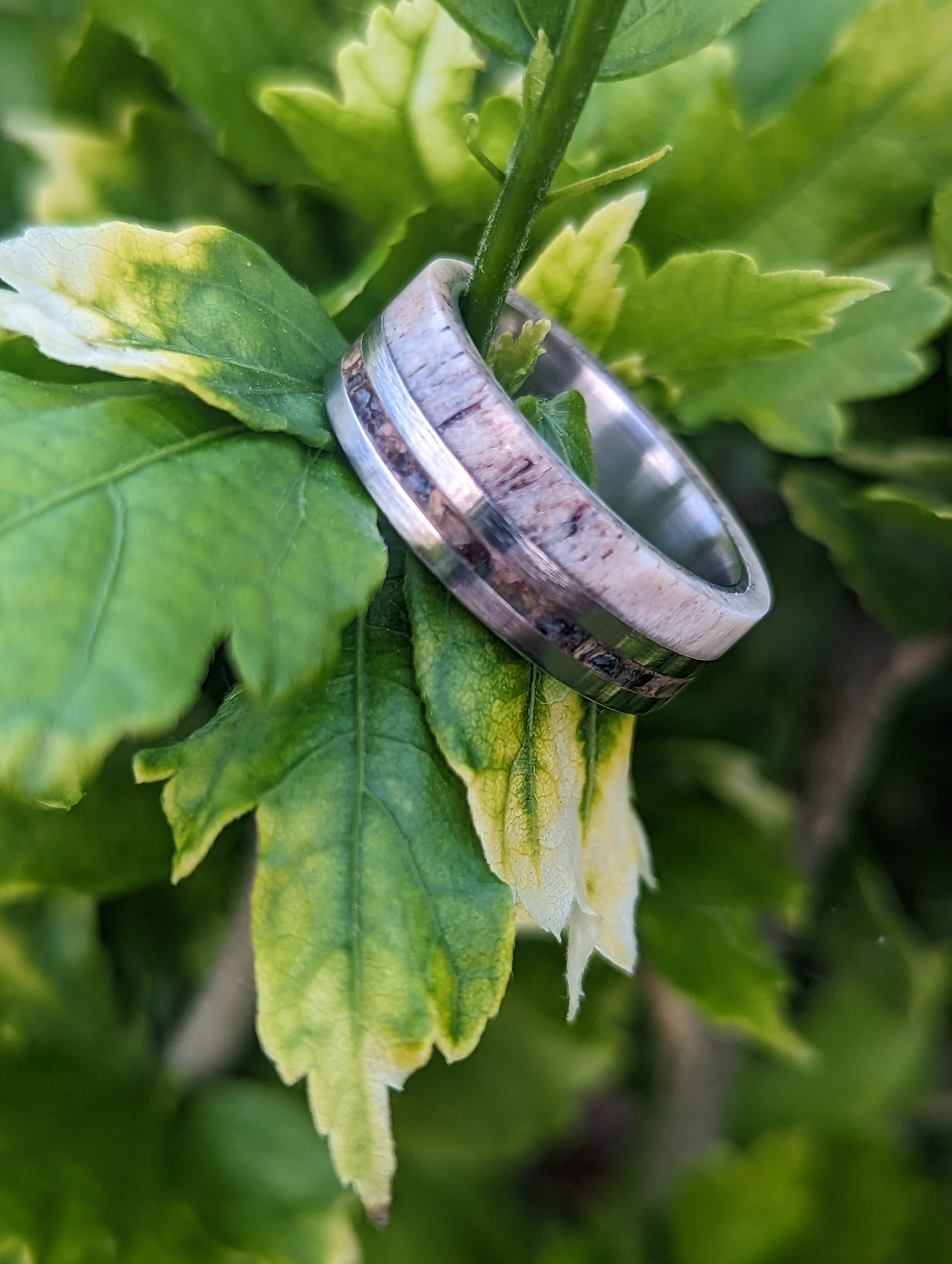 Deer Antler/stainless Steel Inlay Ring Mammoth Tooth - Etsy