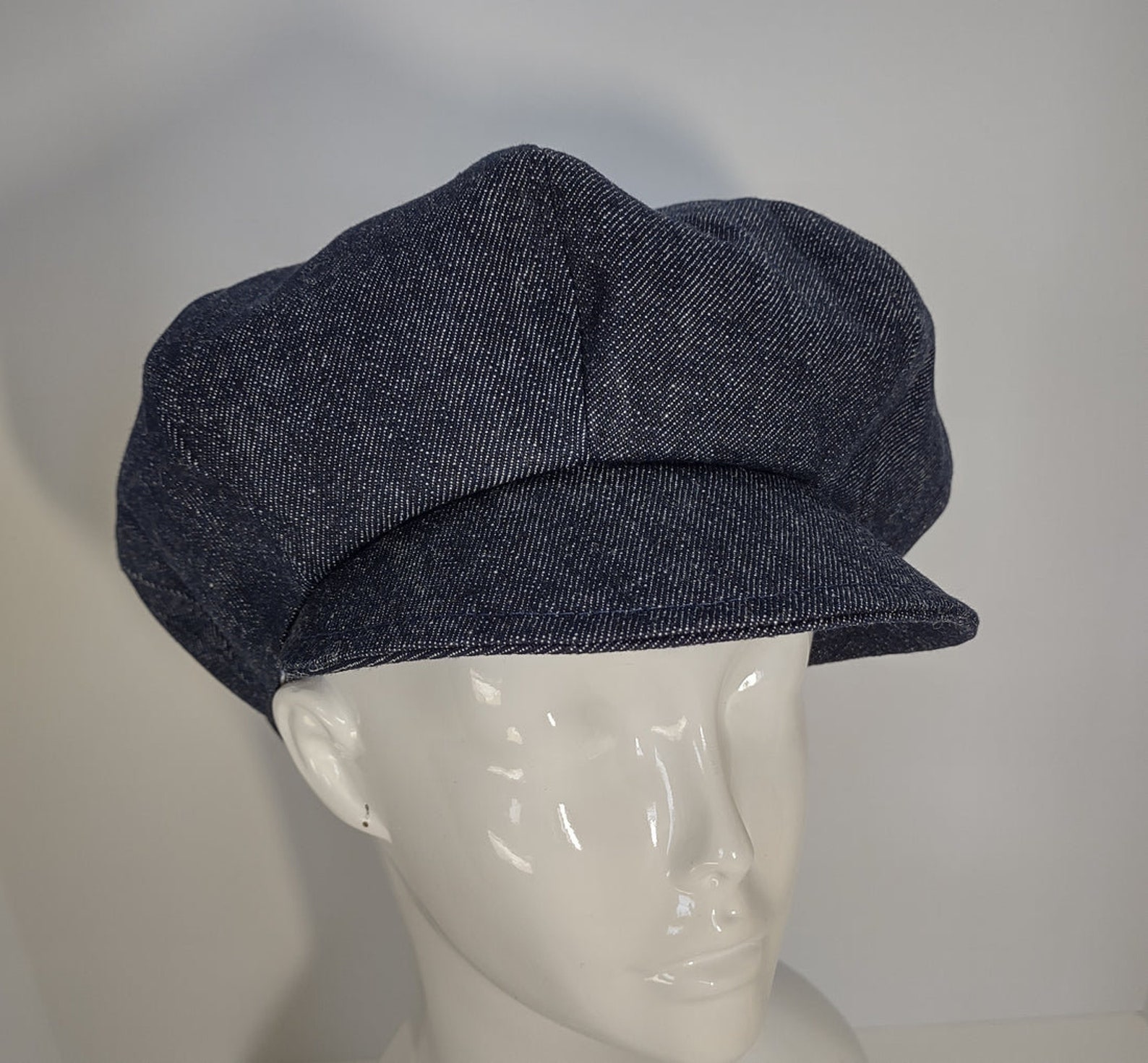 Deep Blue Denim Baker Boy Hat - Etsy