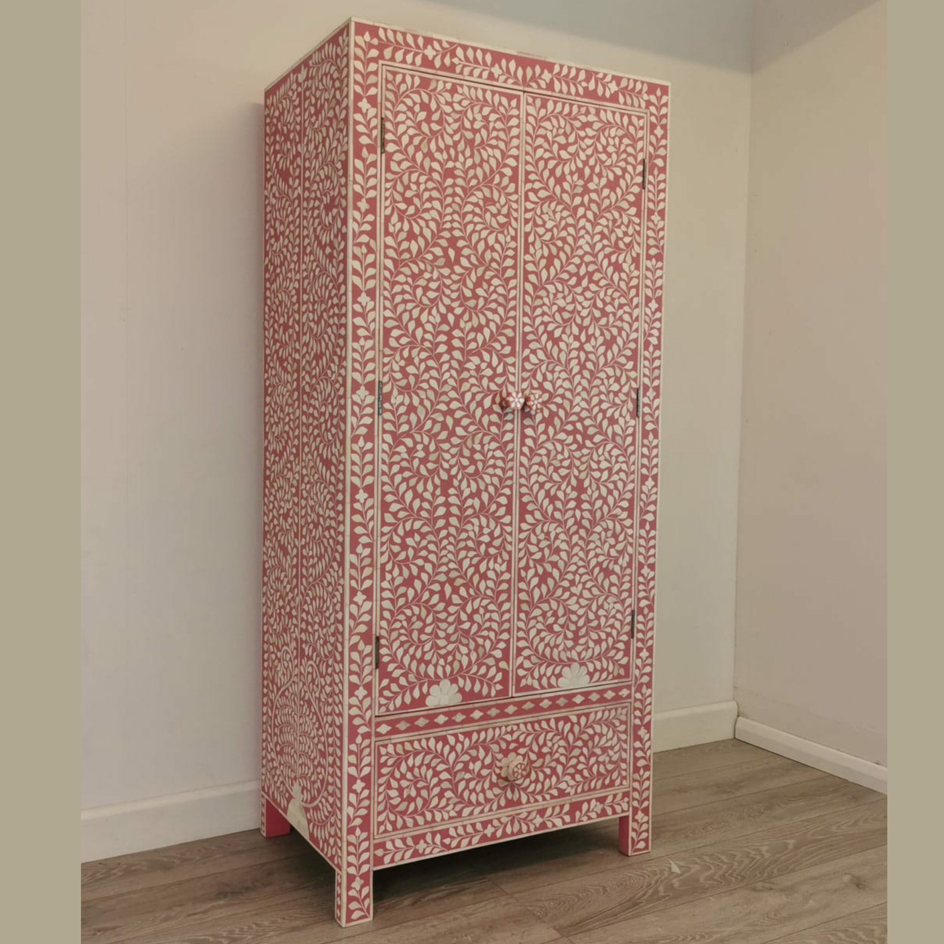 Wardrobe Closet With 2 Doors, Bone Inlay Bedroom Organizer Armoires ...