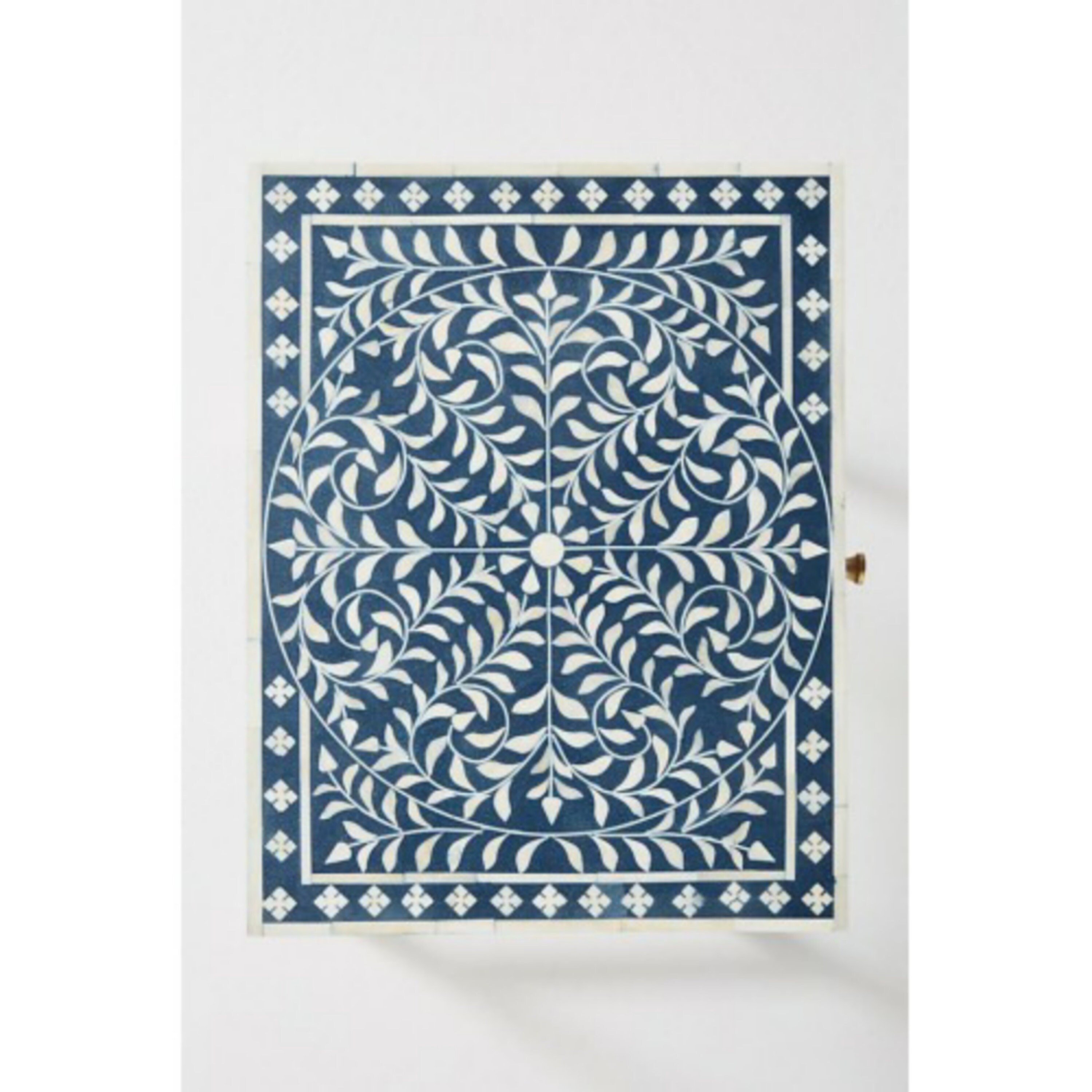 Small Nightstand Bedside Table, Bone Inlay Floral Pattern Minimalist ...