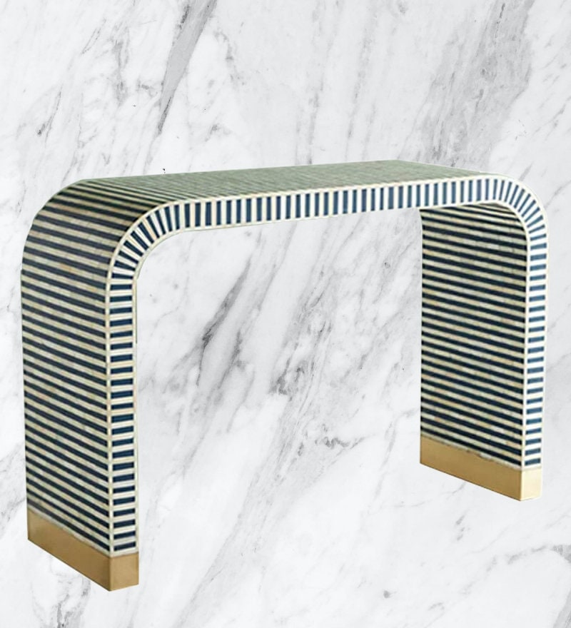 Bone Inlay Waterfall U Shape Coffee Table, Entryway Console Table, Home ...