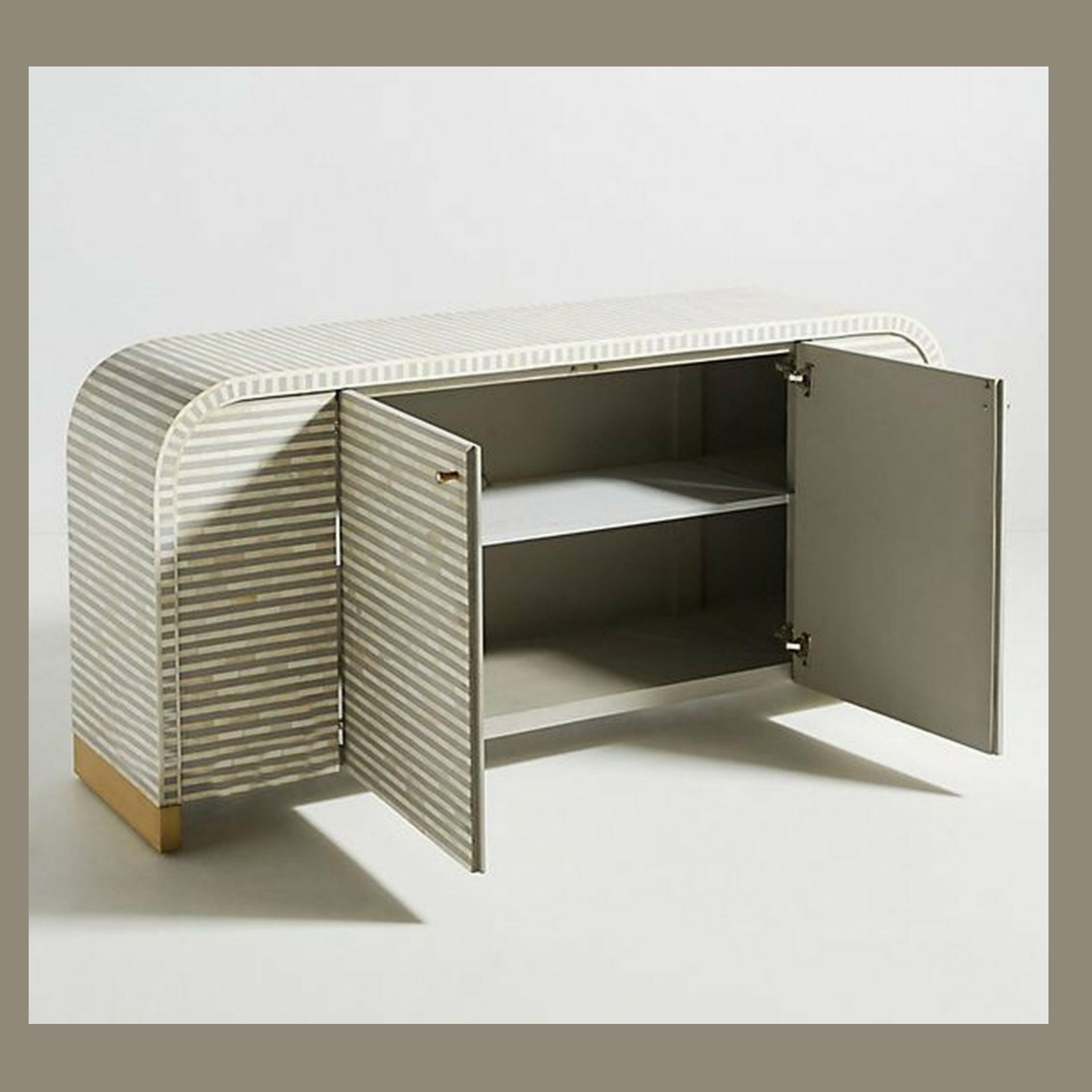 Waterfall Bone Inlay 4 Door Sideboard, Console Wood Cupboard Table ...