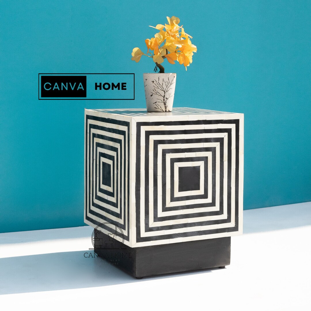 Side Square Table, Wood Plant Stand, Solid Foot Stool, Small Bedside ...