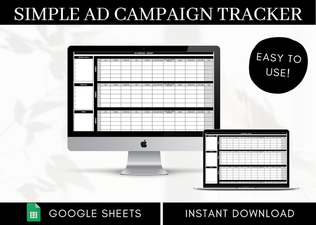 Ad Campaign Tracker | Digital Planner Template | Advertising Tracker ...