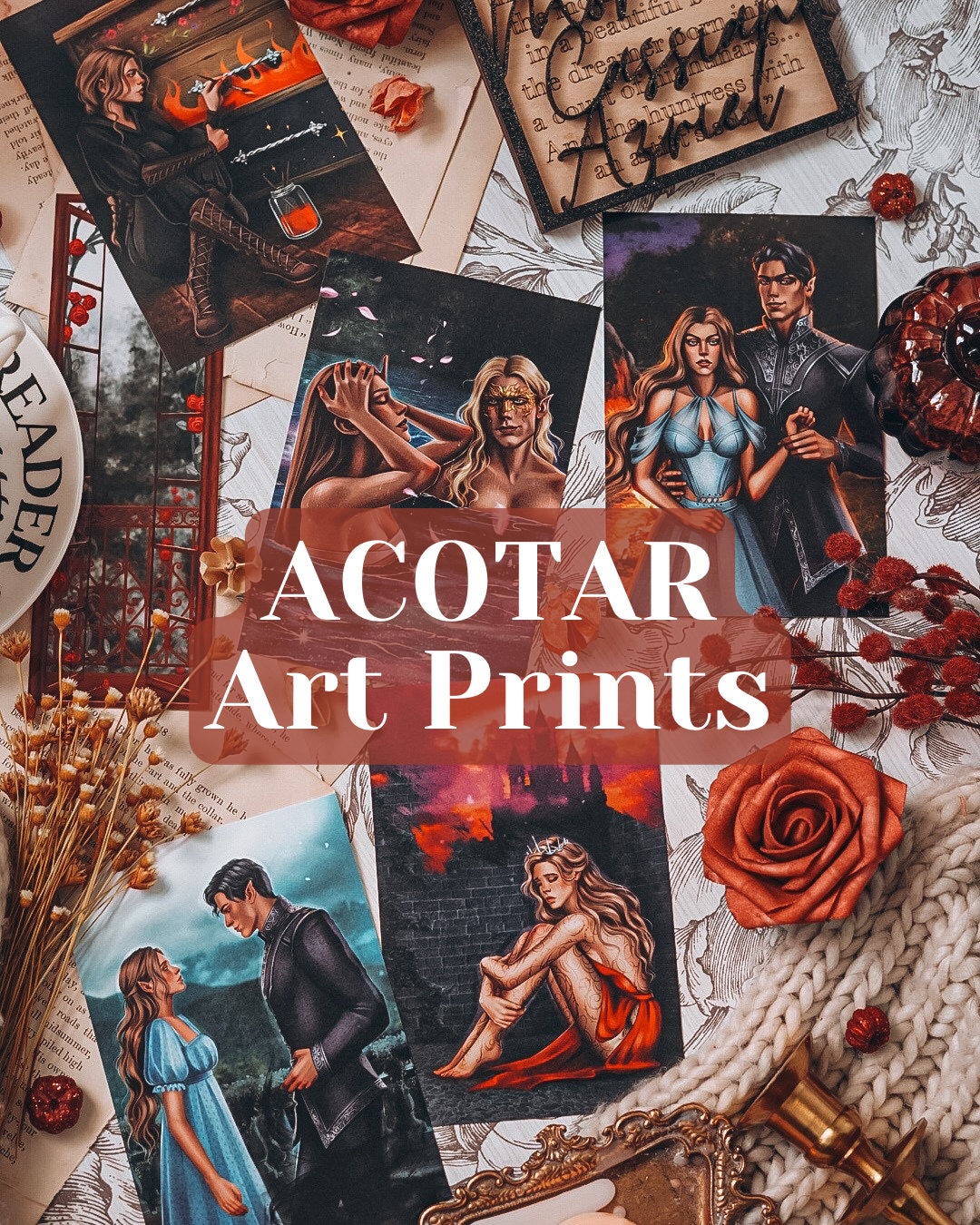 FINAL SALE Prints A Court of Thorns and Roses by Sarah J Maas Artwork 4x6 Five Scenes Featuring ...