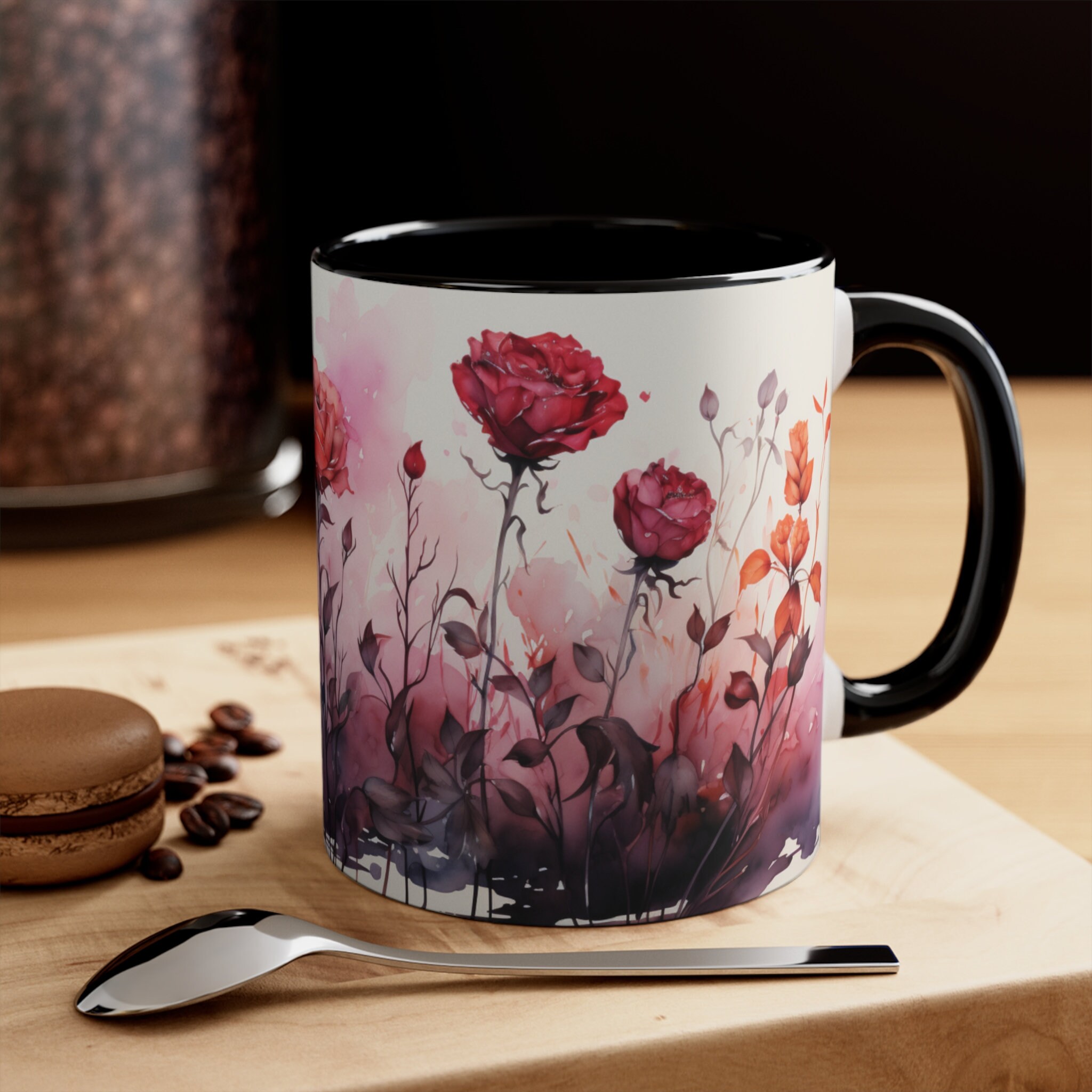Watercolor Rose Design Mug Blooming Rose Coffee Vintage Rose - Etsy