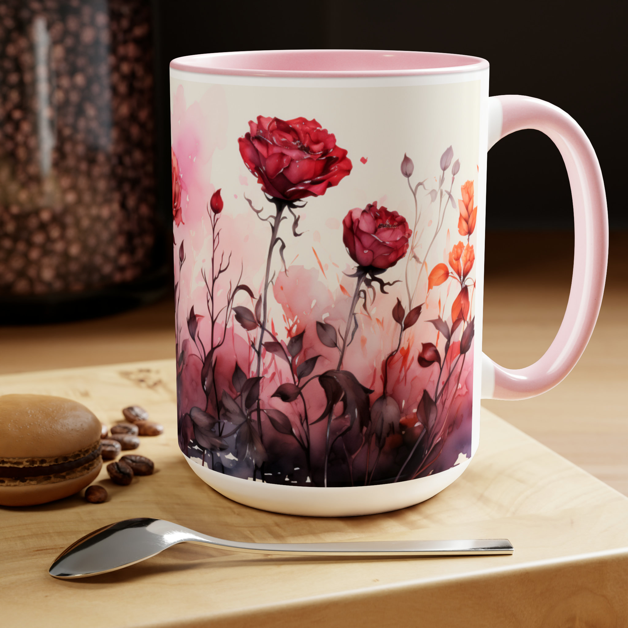 Watercolor Rose Design Mug Blooming Rose Coffee Vintage Rose - Etsy